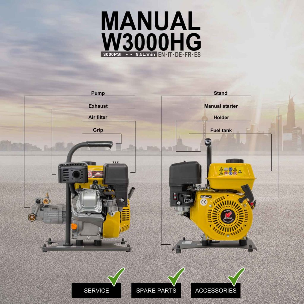 Pressure washer W3000HG - Handling - Petrol engine Peggas